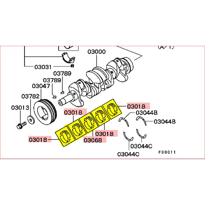 Jeu de Coussinet de Palier de Vilebrequin d'Origine 2,8L TDI